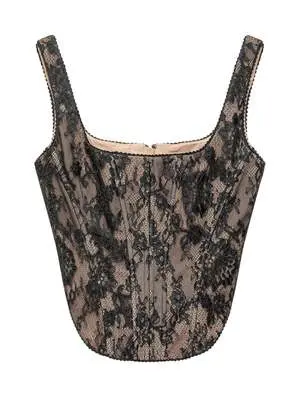 SELF-PORTRAIT Lace Corset Top - Black