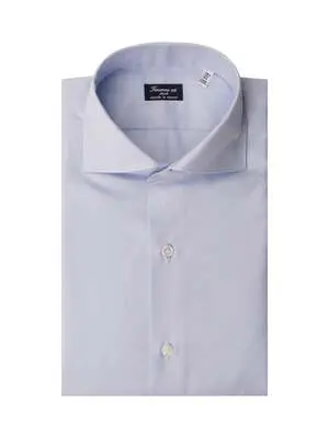 FINAMORE 1925 Textured Denim Shirt - Azzurro
