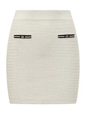 Amiri Chic Mini Skirt With Logo Detail - Ivory