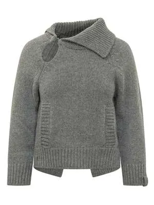 Victoria Beckham Asymmetric Collar Knit Top - Granite