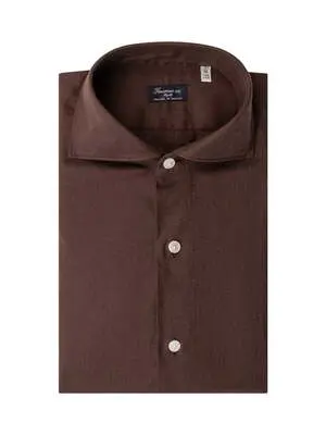 FINAMORE 1925 Eduardo Z-ton Dress Shirt By - Moro