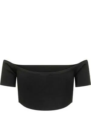 Elisabetta Franchi Tricot Off-the-shoulder Crop Top - Nero