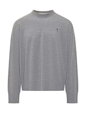 AMI Paris Giro Neck Wool Knitwear Sweatshirt - Gris