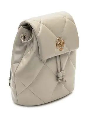 Tory Burch Quilted Mini Backpack With Intricate Details - Light Stone