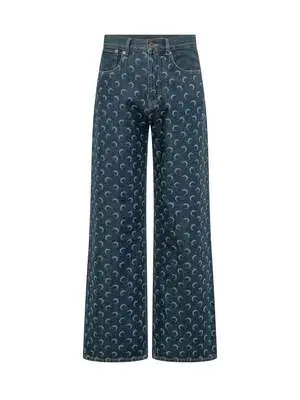 MARINE SERRE Straight Leg Jeans With Paint Detailing