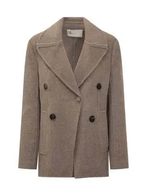 Tory Burch Wool Blazer Jacket - Ashed Moka