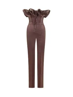 Elisabetta Franchi Draped Jumpsuit With Sparkling Accents