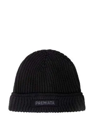 Premiata Ribbed Knit Beanie - Black