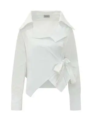 BALOSSA Wide Collar Button-up Shirt - White