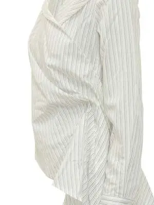 BALOSSA Asymmetrical Draped Shirt With Wide Collar - White