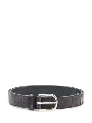 Orciani Crocodile-effect Leather Belt - Nero