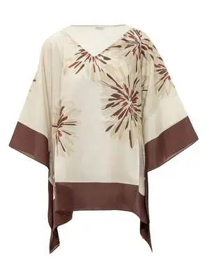 Brunello Cucinelli Elegant Floral Print Blouse - Beige