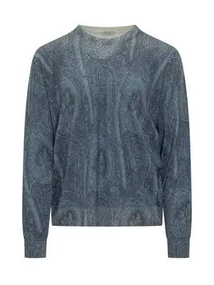 Etro Giro Neck Knit Sweater - Blu