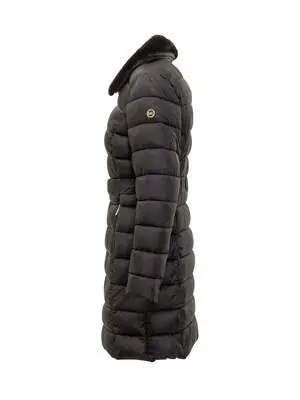 Michael Kors Chic Long Down Jacket With Belt And Fur Collar