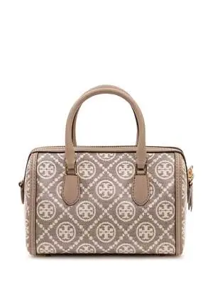 Tory Burch Monogram Plethestanetedtite Barrel Handbag - Charcoal