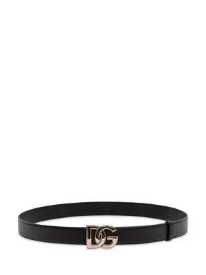 Dolce & Gabbana Classic Leather Belt With Iconic Buckle