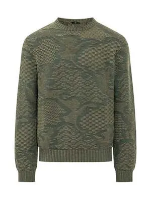 Etro Ribbed Knit Crewneck Sweater - Verde