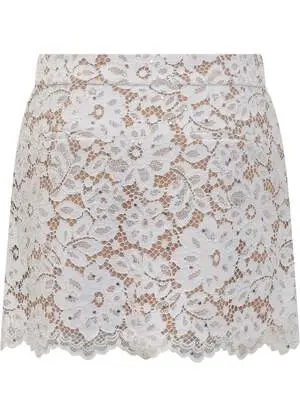 Michael Kors Mini Skirt With Floral Lace And Studded Details