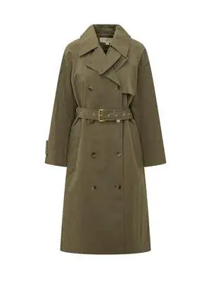 Michael Kors Oversized Trench Coat In Cotton-nylon Blend
