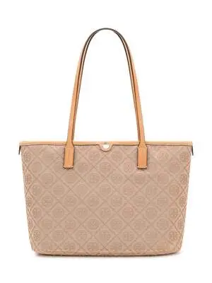 Tory Burch Monogram Zip Tote Handbag - Flax