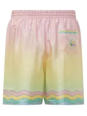 Casablanca Elegant Silk Shorts With Wavy Pattern
