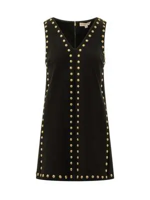 Michael Kors V-neck Stud Detail Dress - Black