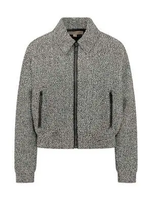 Michael Kors Tweed Bomber Jacket - Black/bone