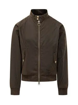 BARBOUR INTERNATIONAL Cotton Waxed Bomber Jacket - Olive