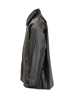 Barbour Waxed Cotton Jacket With Velvet Collar And Pocket