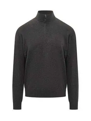 FILIPPO DE LAURENTIIS Wool Half-zip Knit Sweater - Antracite