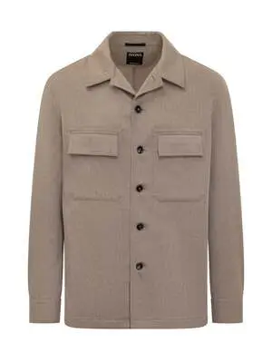 Zegna Cashmere Overshirt With Pocket - Beige