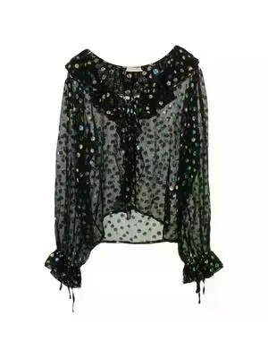 Saint Laurent 2010s Polka-dot Frill-trim Blouse