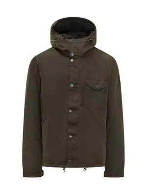 BARBOUR INTERNATIONAL Waxed Cotton Hooded Jacket With Shearling Lining