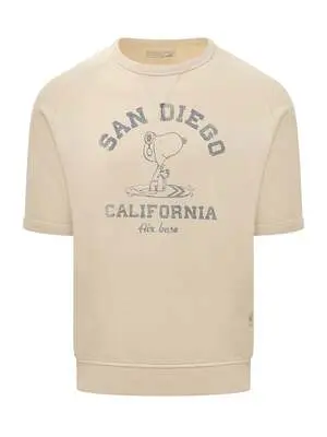 BL'KER Giro Neck Mini Sweatshirt With Statement Print - Milk