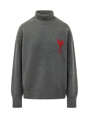AMI Paris Funnel Neck Sweater - Gris Chine