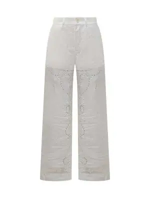 MARINE SERRE Paintntaloni Trousers - White