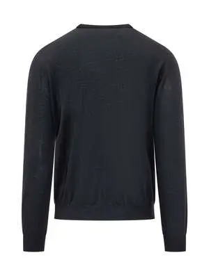 Malo Basic Crew Neck Knit Sweater - Blu