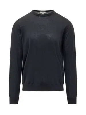 Malo Basic Crew Neck Knit Sweater - Blu