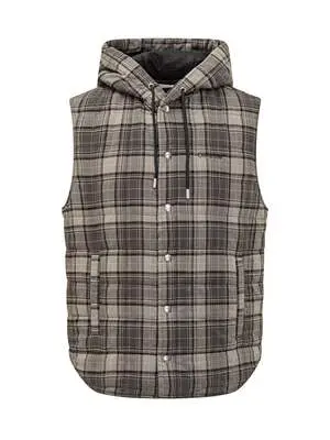 Off-White Padded Checkered Gilet With Hood