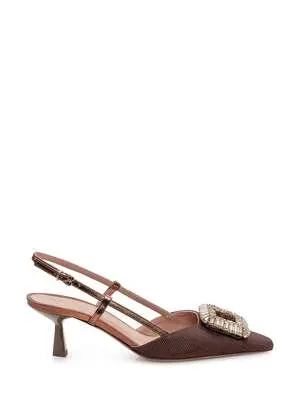 Roberto Festa Jewel Buckle Slingback Heels - Marrone