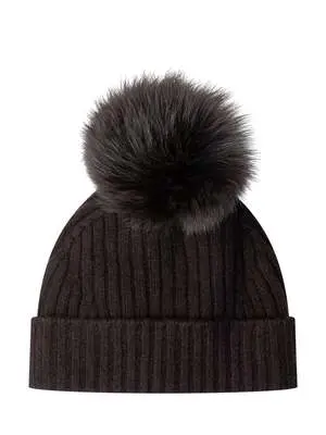 VANISE Lola Cuff Hat With Pom-pom - Caffe