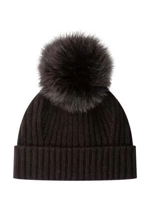VANISE Lola Cuff Beanie With Pom-pom - Caffe