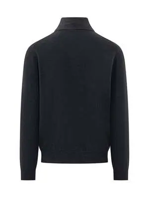 Malo Basic Zip-up Knit Sweater - Blu