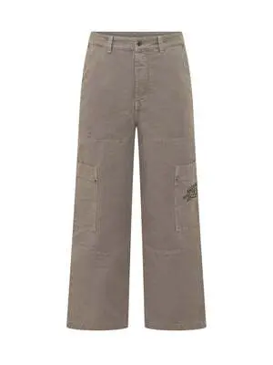 Off-White Straight Leg Cargo Trousers With Applied Pockets - Stone