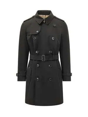 Burberry Kensington Mid Trench Coat - Black