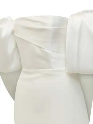 Solace London Elegant Long-sleeve Dress With Tailored Bodice - Cream