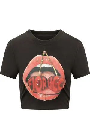 Fiorucci Graphic T-shirt With Unique Print - Black