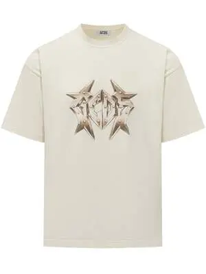 Gcds Bulletproof Mini T-shirt With Stylish Print - Sandshell/taupe