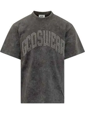 Gcds Studded Logo Loose Tee - Meteorite/silver