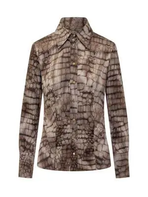Elisabetta Franchi Animal Print Shirt - Cacao